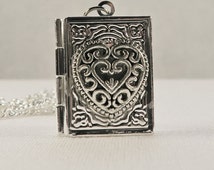 Unique silver book locket related items | Etsy