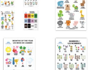 English/Spanish Poster Pack Numbers Animals Colours and