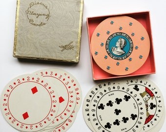 Round playing cards | Etsy