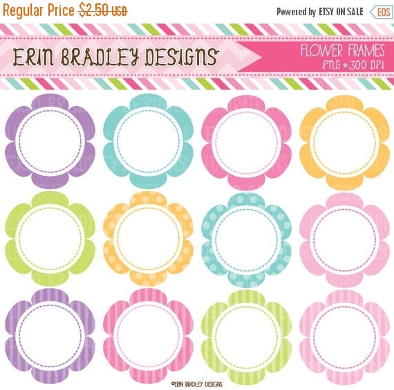 SALE Flower Frames Clipart Graphics by ErinBradleyDesigns on Etsy