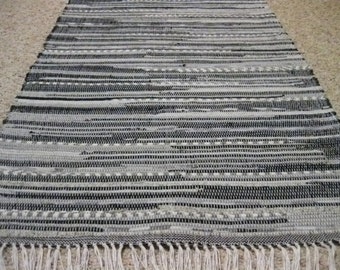 Hand Woven Gray Purple Teal Rag Rug 25 x 58 by Rags2RugsandMore