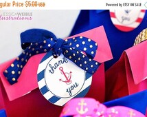ON SALE Pink Navy Nautical Anchor Printable Party Favor Tags, Thank You ...