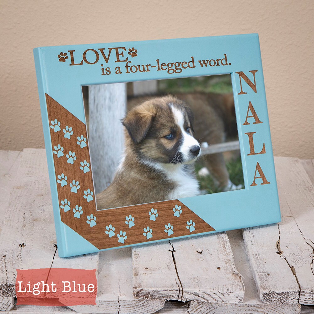 Personalized Dog Picture Frame Engraved on Wood Dog Lover