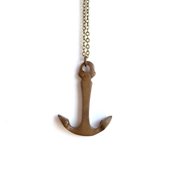 Items Similar To Anchor Necklace In Antiqued Brass On Etsy