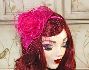 Hot pink fascinator | Etsy