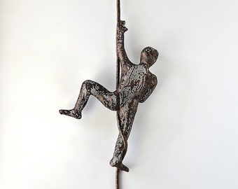 Wall hanging Climbing man on rope home decor metal by nuntchi