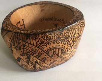 Pyrography bracelet | Etsy