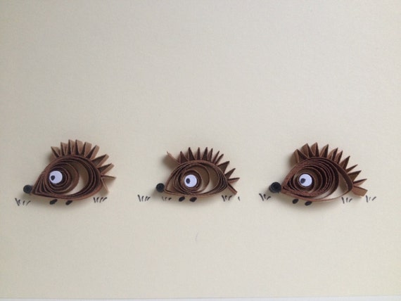 Quilled Hedgehogs card Woodland Animal animal card Hedgehogs
