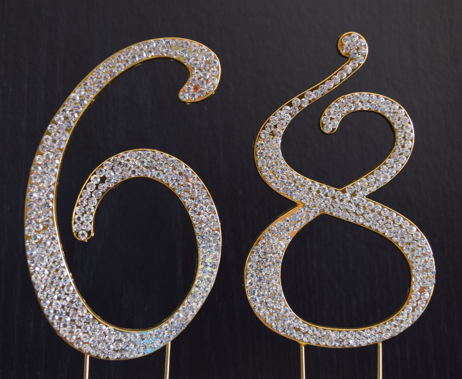 Rhinestone Gold NUMBER 68 Cake Topper 68th Birthday Party