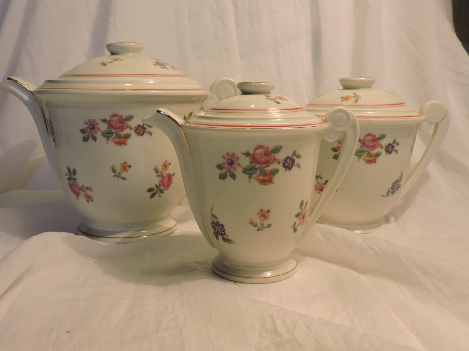 Vintage Limoges Tea Set – French Porcelain Tea Pot Milk Jug Sugar Pot ...