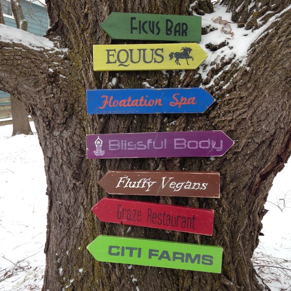 7 Pack Custom Wooden Directional Signs