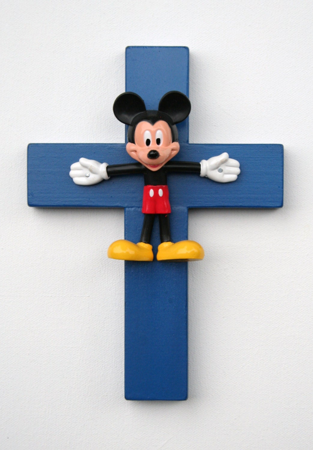 Mickey Mouse Wooden Cross Sculpture