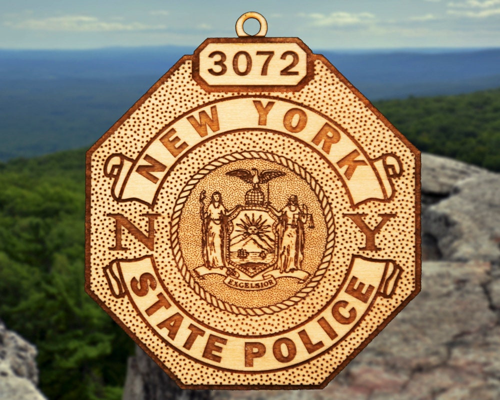 Personalized Wooden NY State Police Badge by TheCreativeEngraver