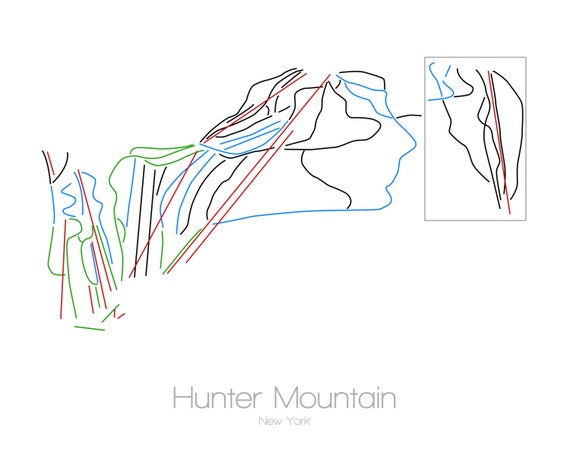 Hunter Mountain Map New York NY Ski Snowboard Trail Map Art