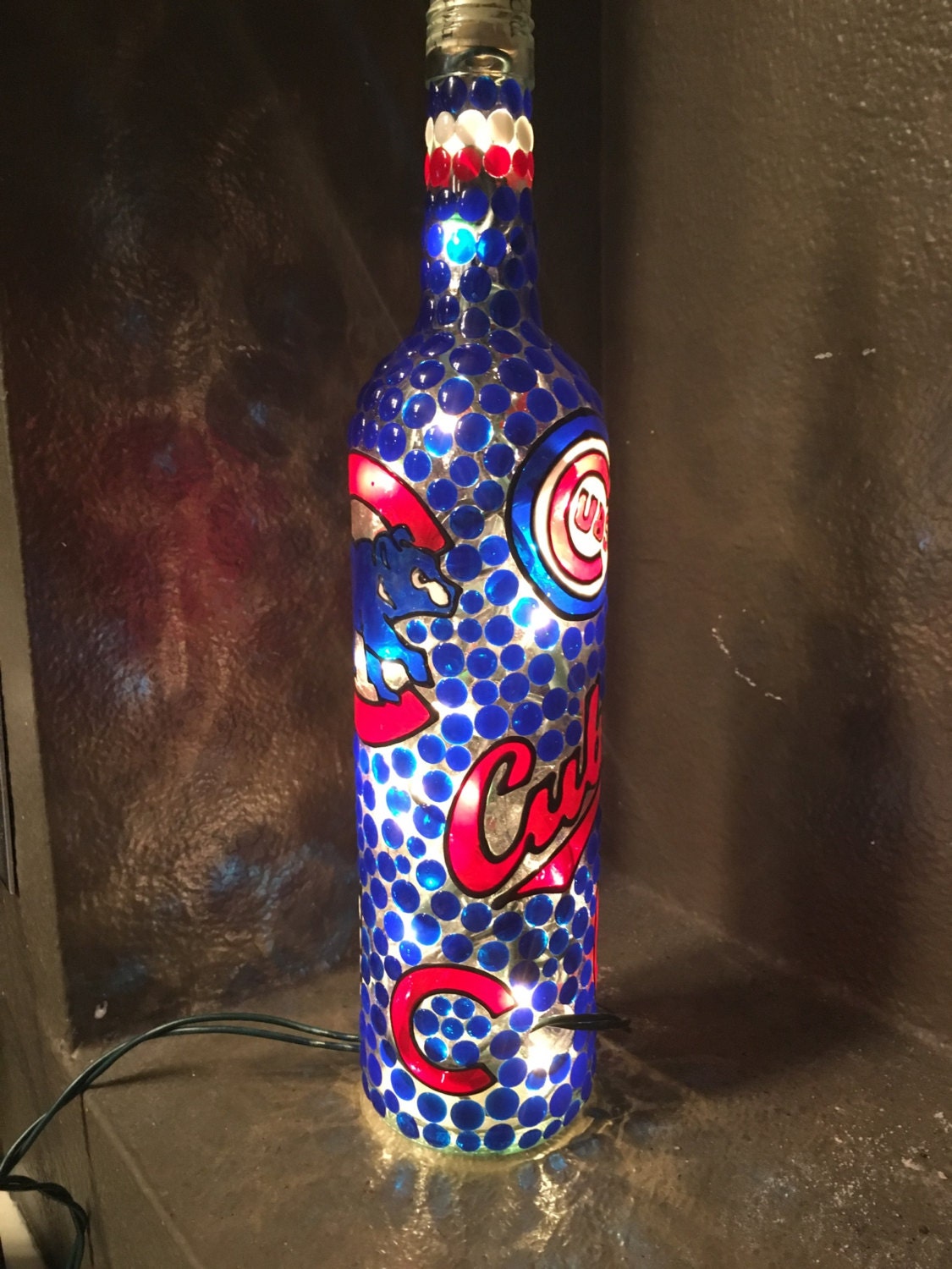 Chicago Cubs Lighted Wine Bottle