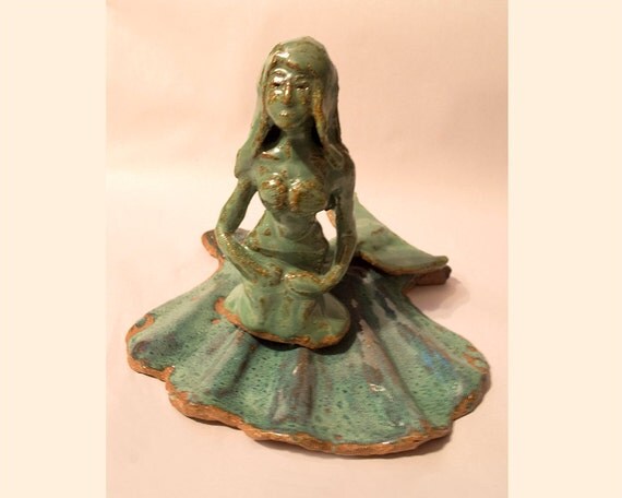 Items similar to Handmade Ceramic Mermaid Sculpture, Ceramic Mermaid ...
