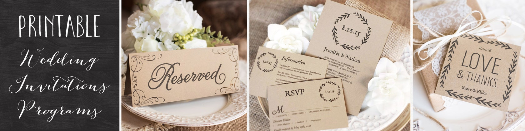 DIY Printable Wedding Invitations Programs and by VineWedding