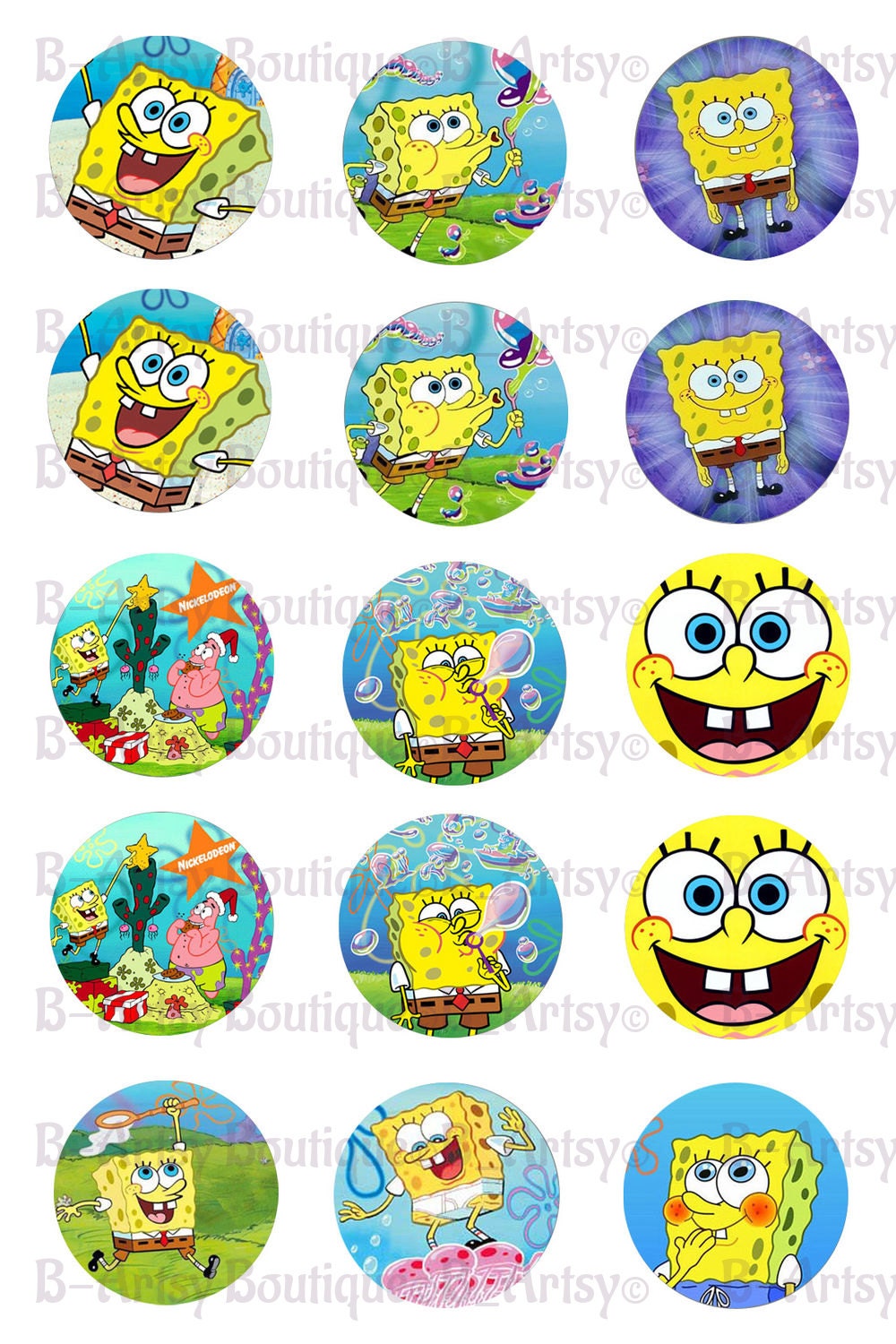 círculos de 1 pulgada de Bob esponja botella tapa imágenes