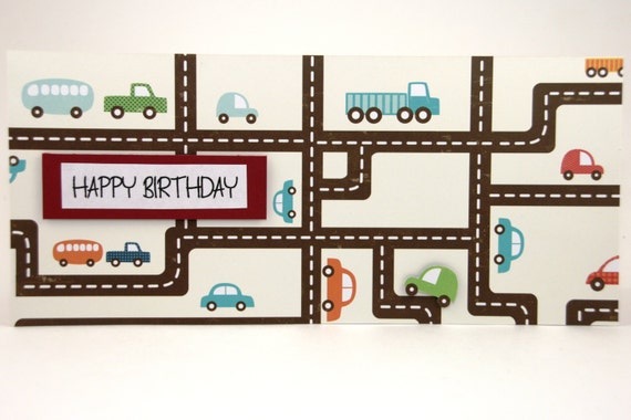 Items similar to Cars and Trucks Happy Birthday Card - Happy Birthday ...