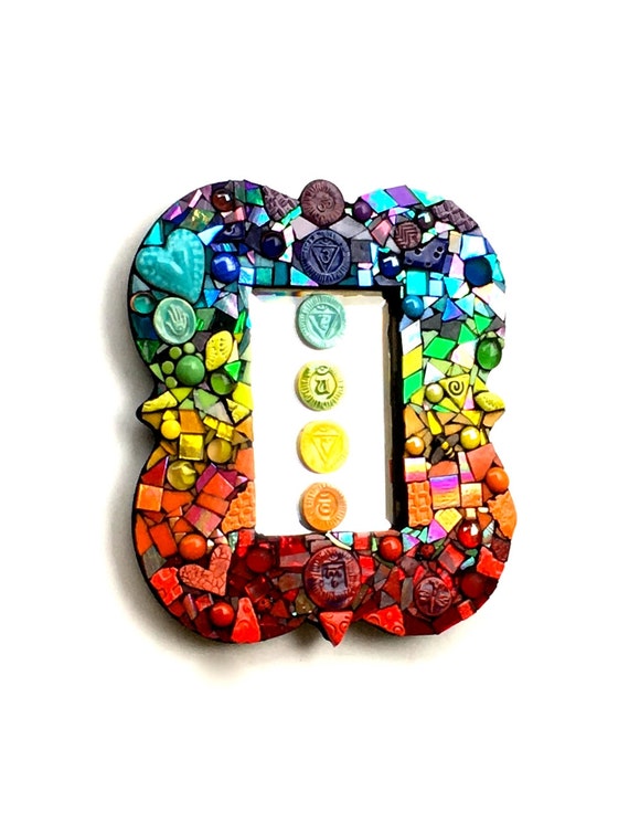 Chakra Mosaic Rainbow Mirror Boho Hippie Yoga Mixed Media