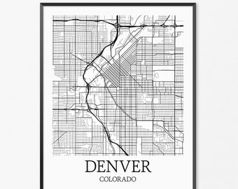 Denver City Map Print / Colorado Poster Art / 8x10 / Available