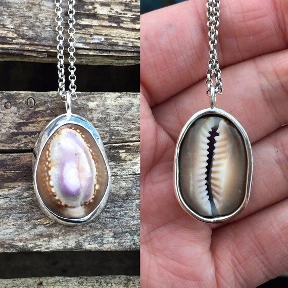 Reversible Cowry Shell Sterling Silver Necklace