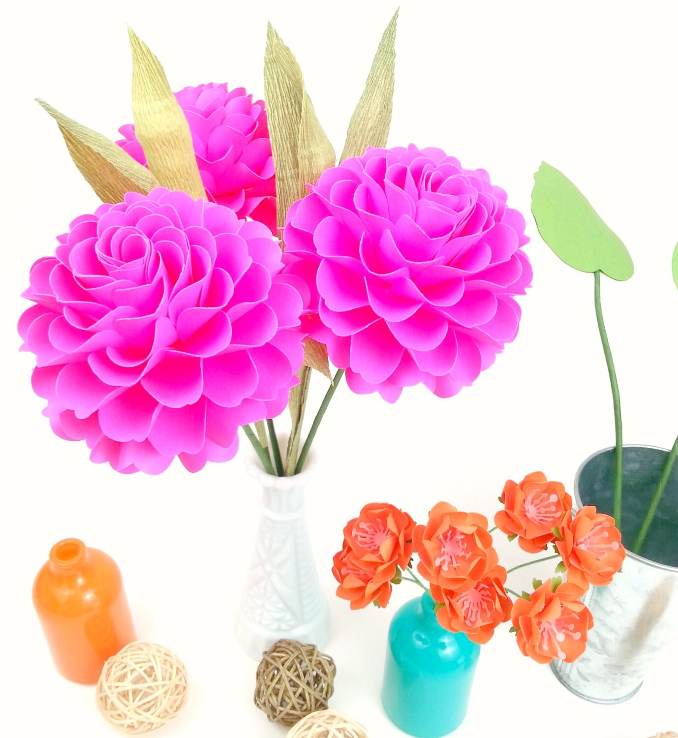 The Full Bloom Dahlia Handmade Paper Flower by PAPERandPEONY