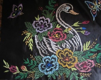 Unique swan embroidery related items | Etsy