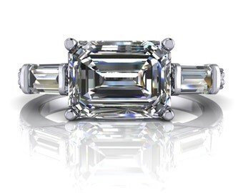 Emerald cut diamond | Etsy