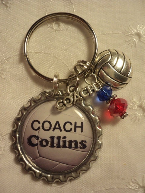 Personalized Sports Coach key chain with charms by chaleybrooke