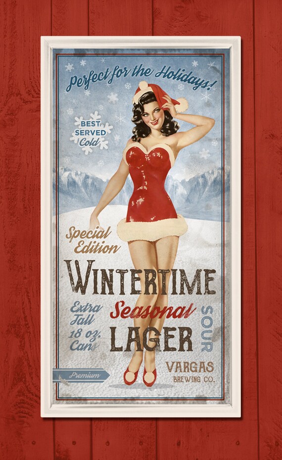 Wintertime Beer Pin Up Girl Poster Free By Arthousegraffiti