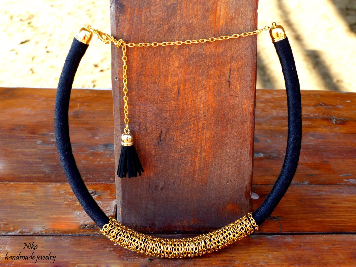 Rocker necklace. Chain necklace. Tassel necklace. Tribal