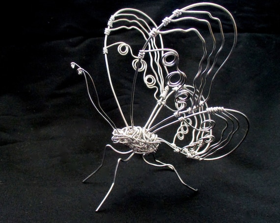 handmade wire butterfly sculpture 6in.x6in.x6in. by bethwireworks
