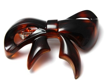 French Tortoise Shell Sea Shell Shape Barrette 3.25 inches