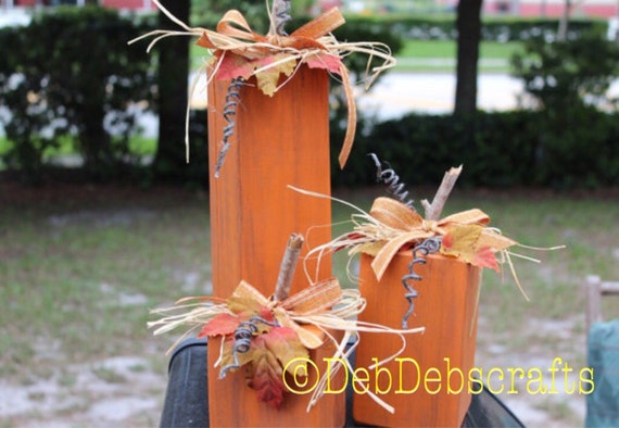Tall Wood Pumpkin Blocks Rustic Wood Pumpkins 4x4 Wood Block