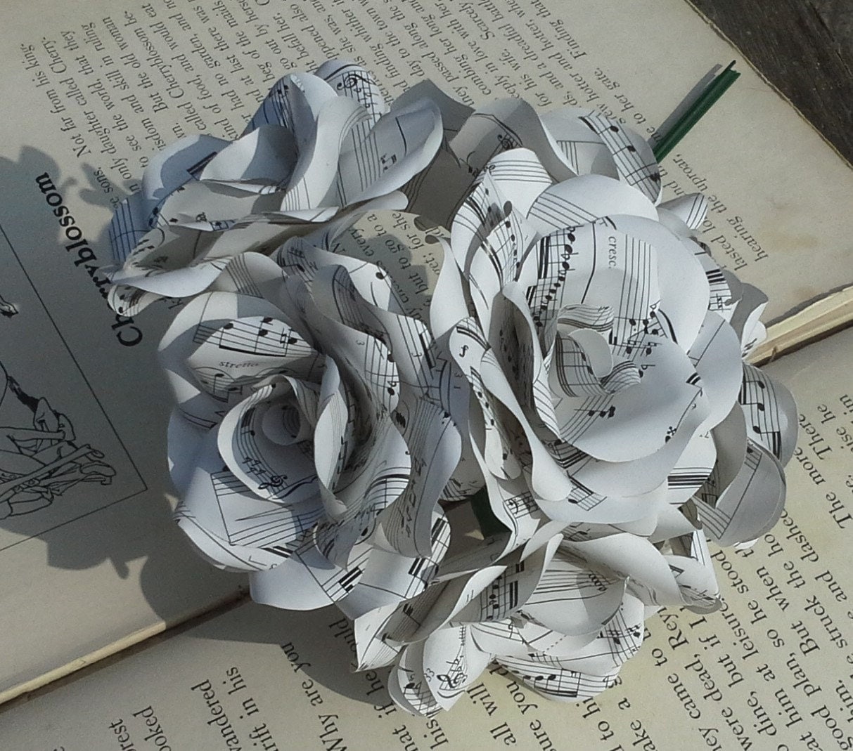 6 x Sheet Music Paper Roses Paper Flowers Roses Handmade