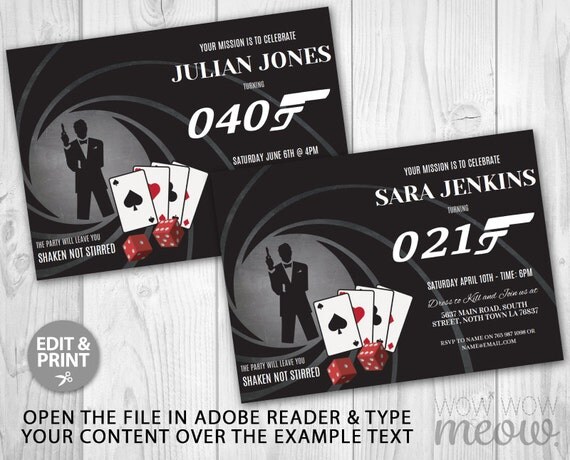 Secret Agent Invitation Spy Party Invite INSTANT DOWNLOAD
