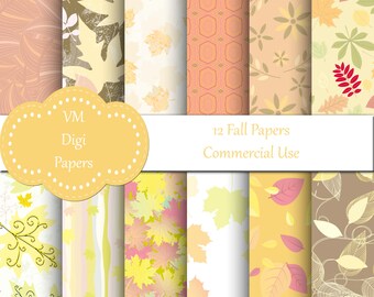 Fall Digital Paper fall paper Fall Patterns Autumn