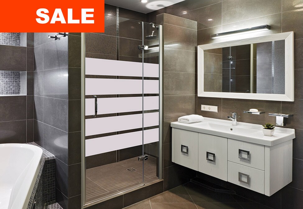 Light Gray Stripe Shower Door Cling Shower Decal Shower