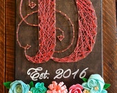 Items similar to Custom Monogram String Art with Floral Accents on Etsy