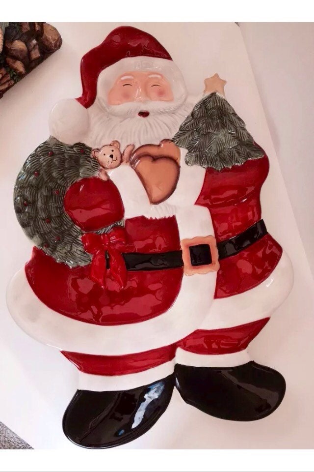 Santa Platter, a Geoffrey Allen design, large Vintage Porcelain, Mint ...