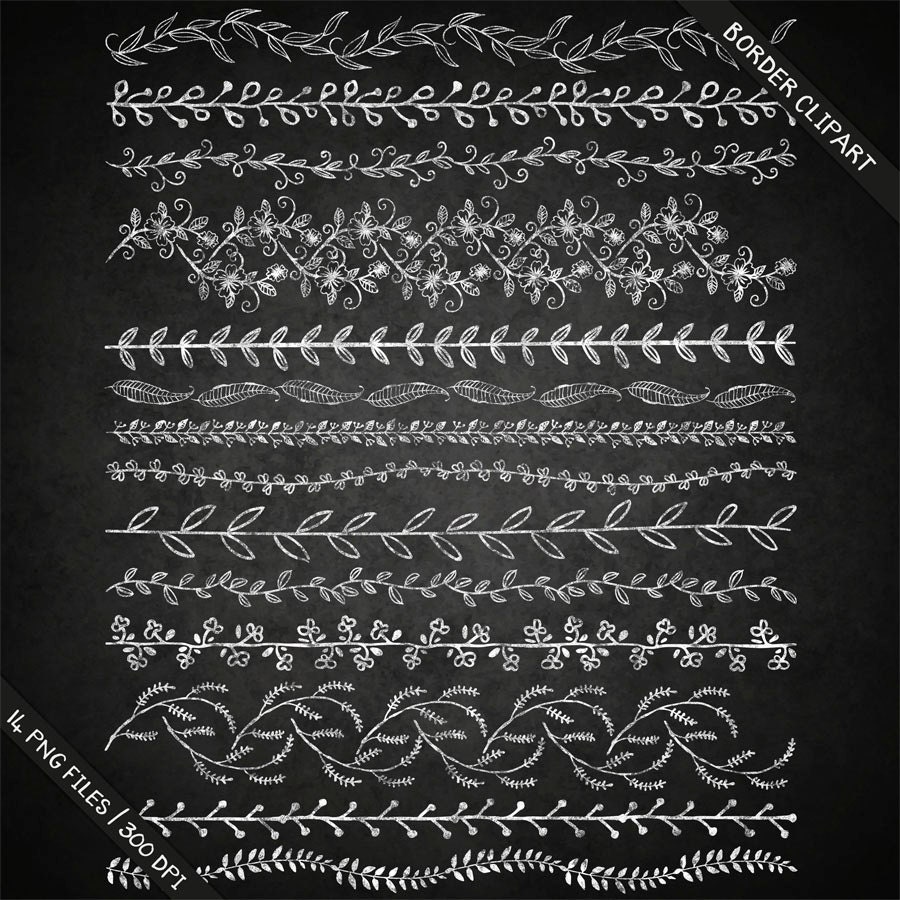 BUY 3 FOR 8 USD Chalkboard floral borders clipart chalk