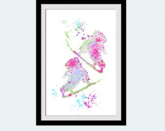 Ice skating print | Etsy