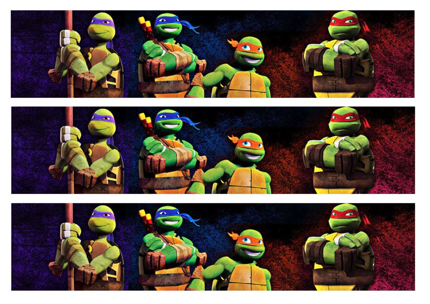 3 x TEENAGE MUTANT NINJA turtles cake edible ribbon / border