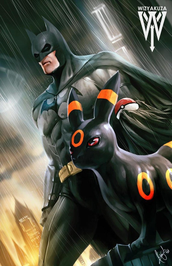 Batman and Umbreon - DC Comics and Pokemon Crossover - 11 x 17 Digital ...