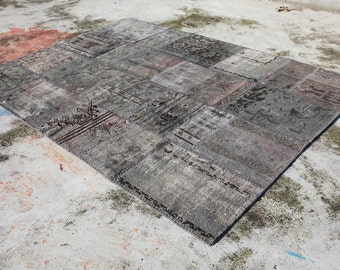 Unique gray patchwork rug related items | Etsy