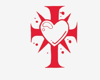 Cross heart decal | Etsy