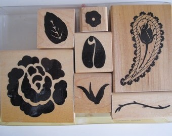 Rose rubber stamp | Etsy