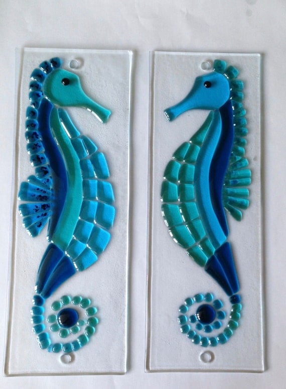 A Beautiful Fused Glass Seahorse by SapphireFusedGlass on Etsy