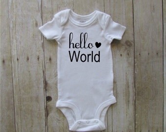 Items similar to Hello World {New Baby} Sparkly Glitter Bodysuit & Tutu ...